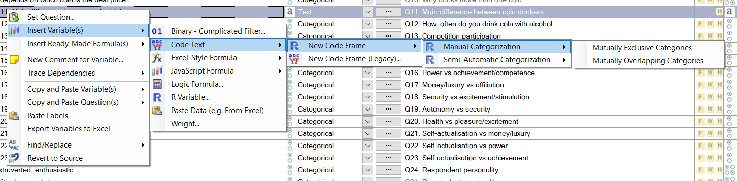 Insert Menu | Q Research Software